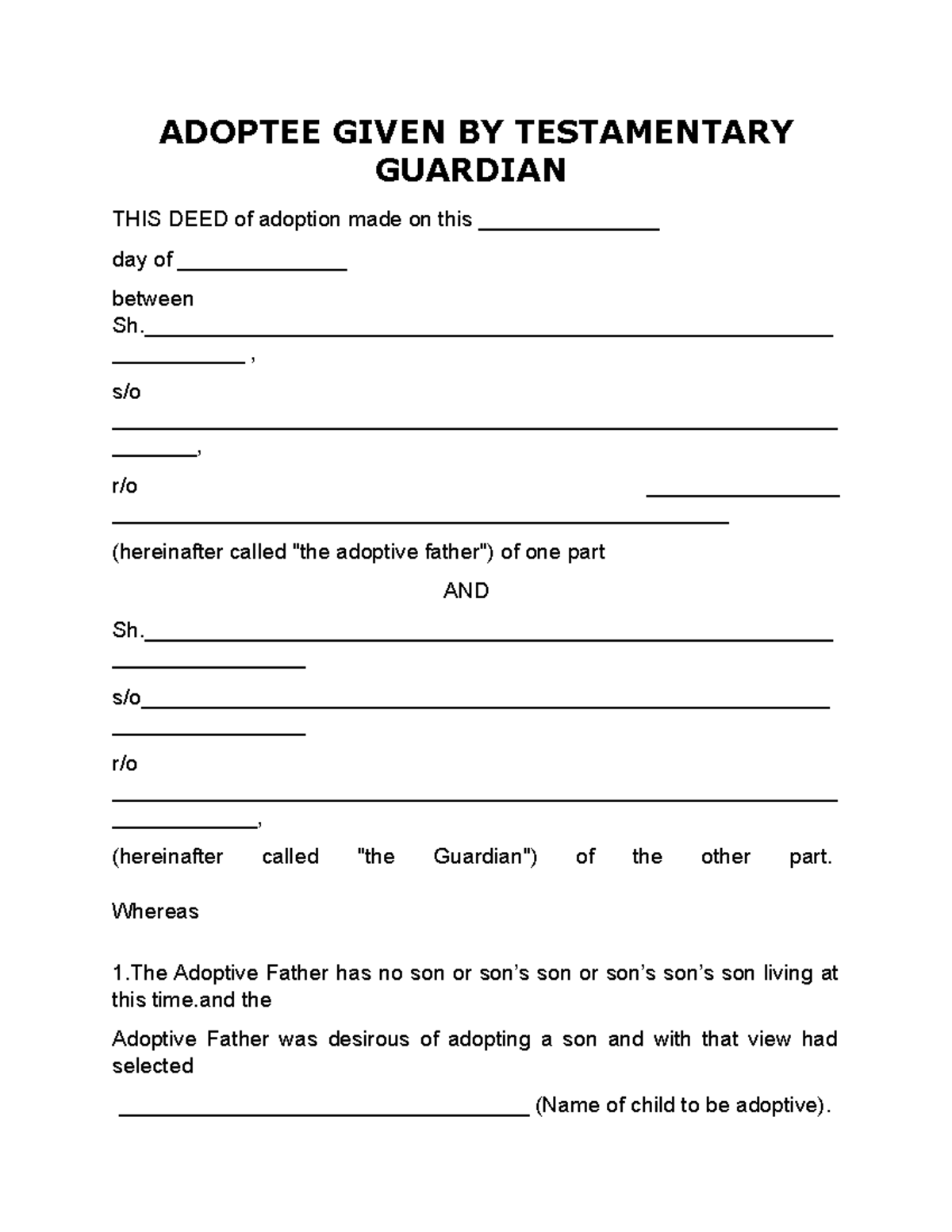 Adoptee Given BY Testamentary Guardian - ADOPTEE GIVEN BY TESTAMENTARY ...