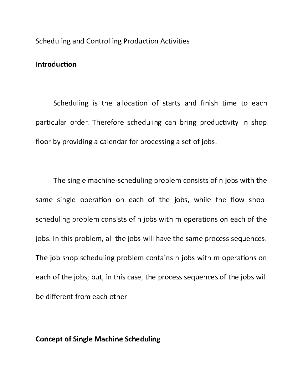 Scheduling and Controlling Production Activitiess - Scheduling and ...