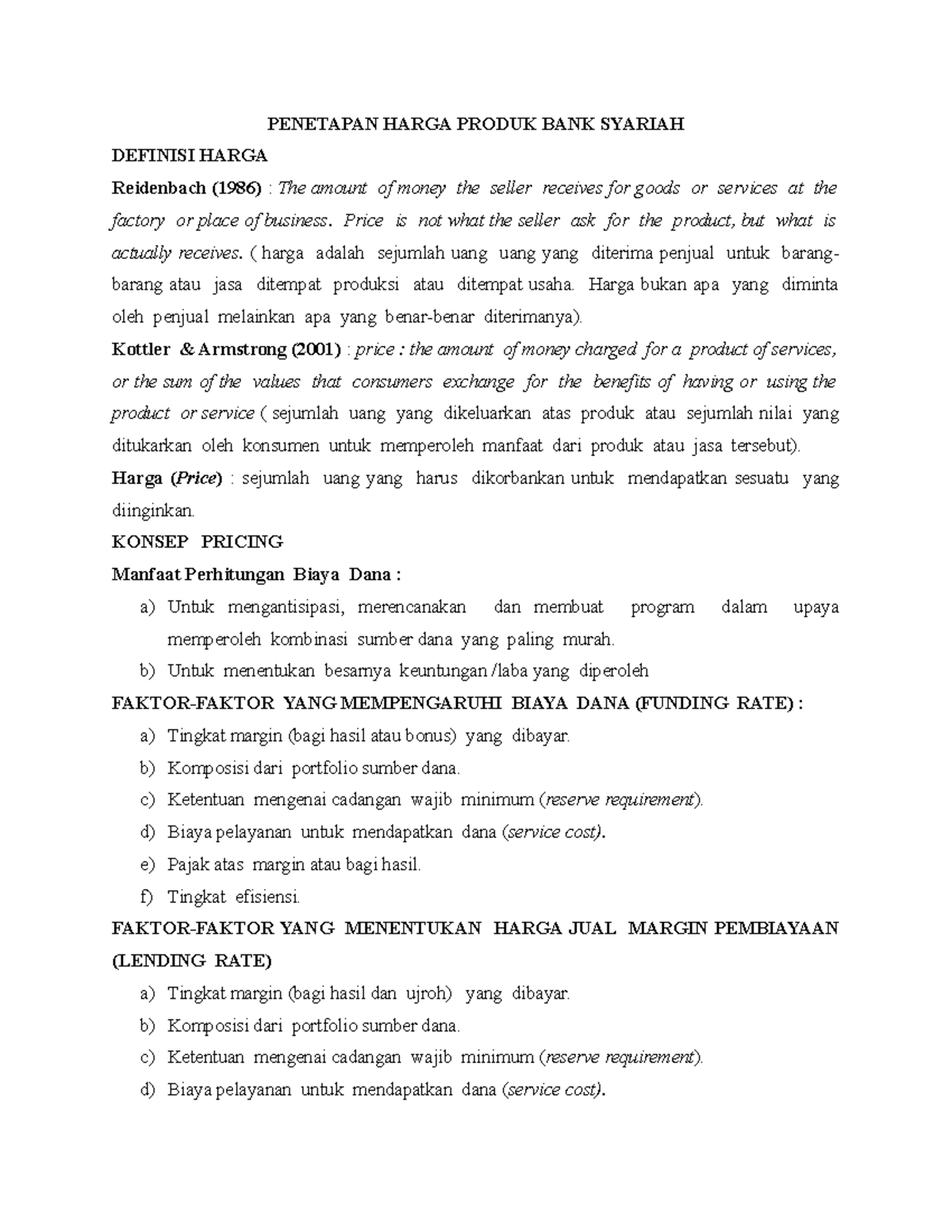 Penetapan Harga Produk BANK Syariah - PENETAPAN HARGA PRODUK BANK ...