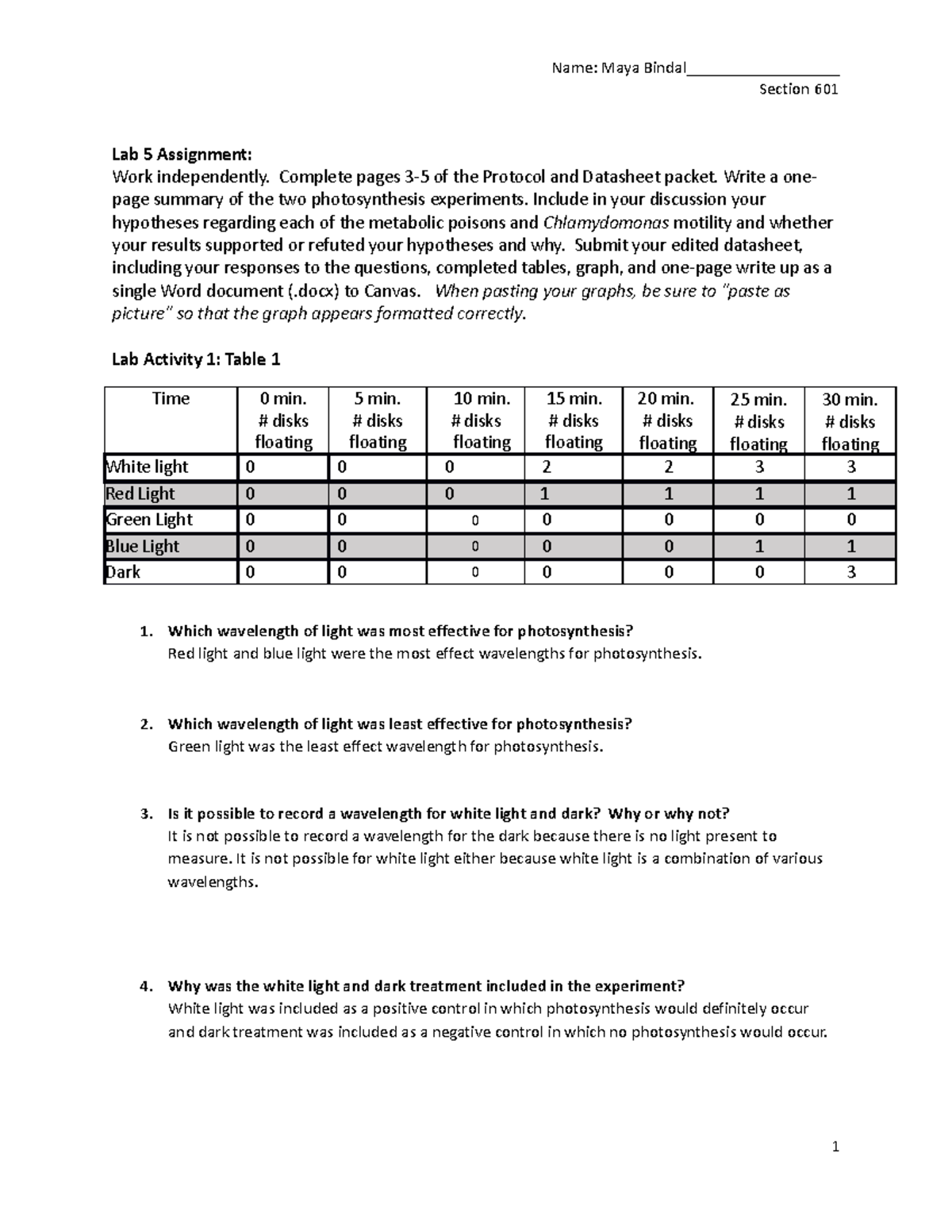 Lab Protocol - lab - Section 601 Lab 5 Assignment: Work independently ...
