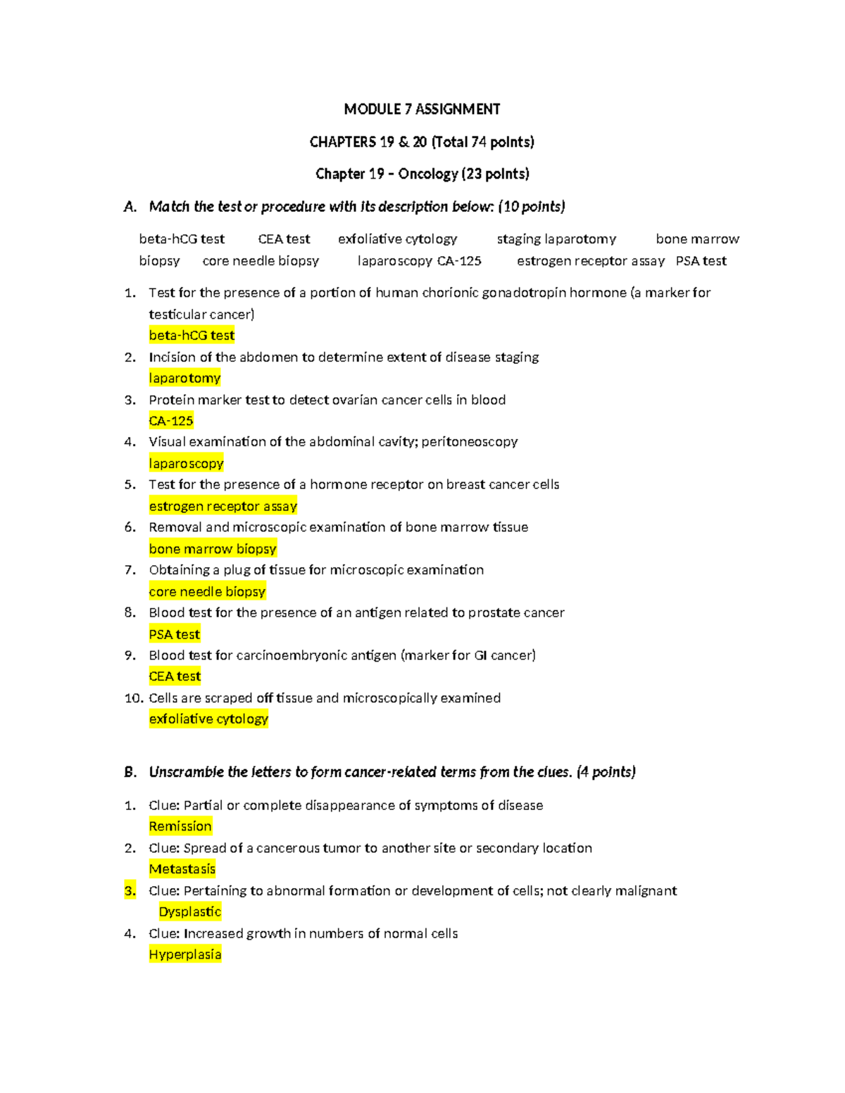 Module 7 Assignment (HIM 2472) - MODULE 7 ASSIGNMENT CHAPTERS 19 & 20 ...