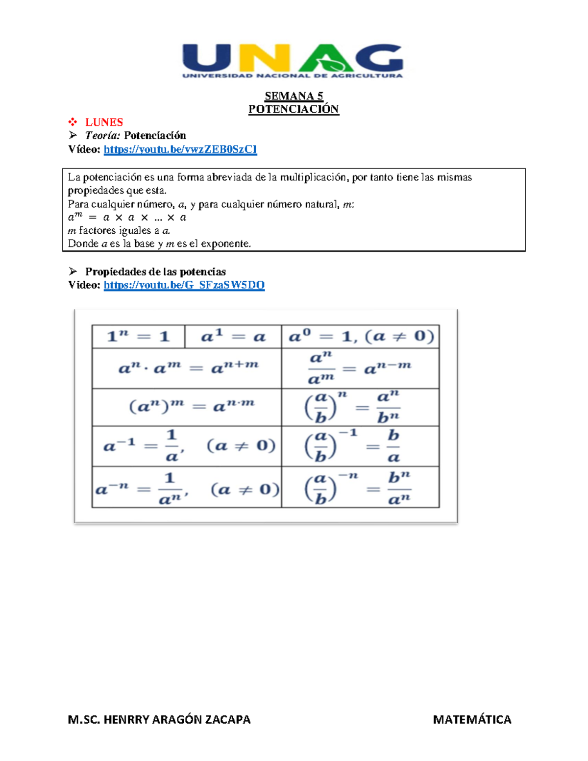 Potencias - Semana 5 - 124678886543 - SEMANA 5 POTENCIACIÓN LUNES ...