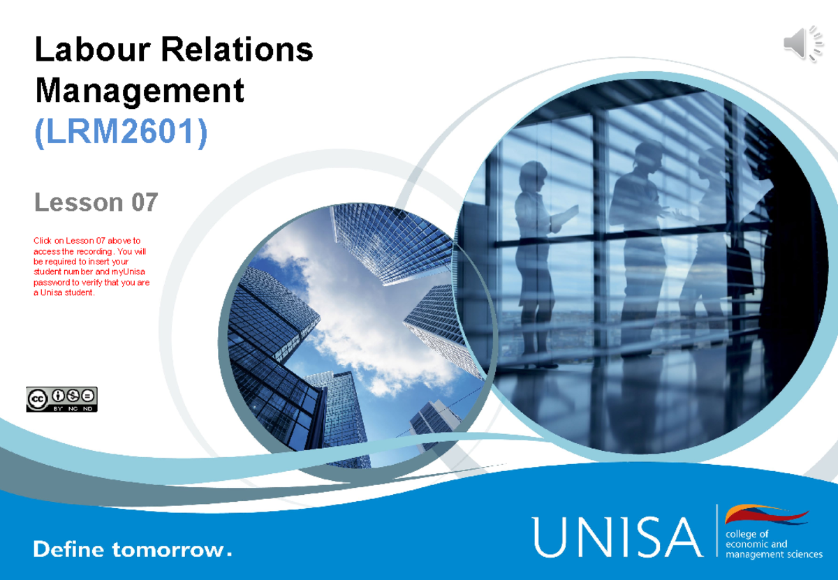 LRM2601 Lesson 07 slideshow - Labour Relations Management (LRM2601 ...