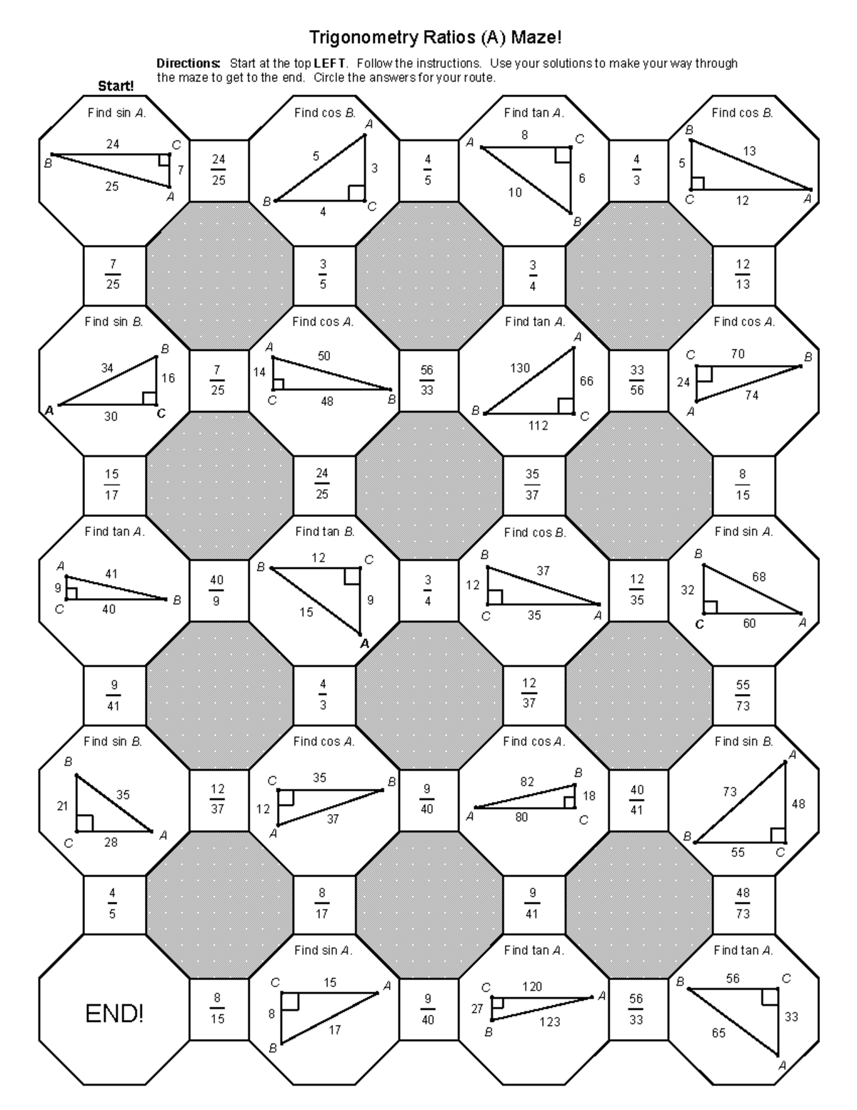 Trigonometry Mazes - ####### 8 ####### 17 ####### 56 ####### 33 ...