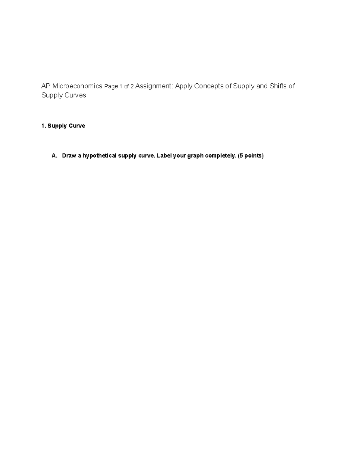 AP Microeconomics Assignment Apply Concepts of Supply and Shifts of ...