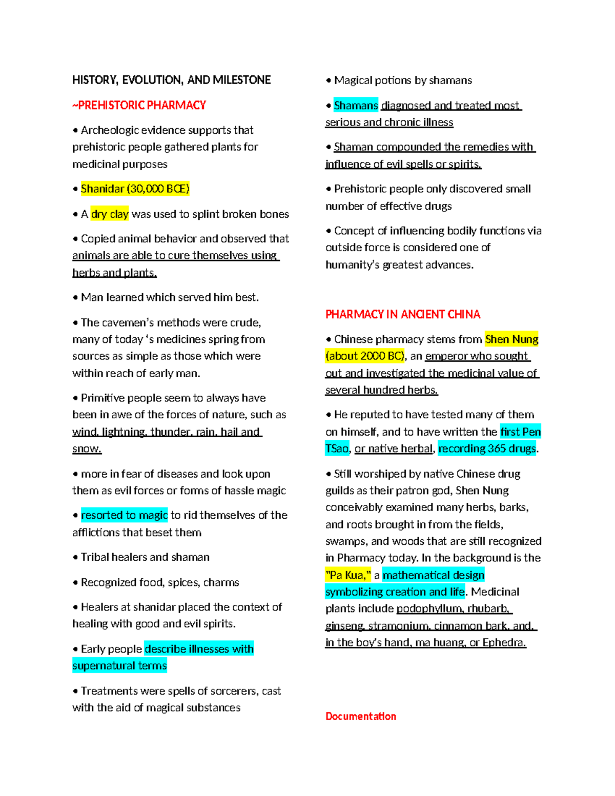 Perspe notes - HISTORY, EVOLUTION, AND MILESTONE ~PREHISTORIC PHARMACY ...