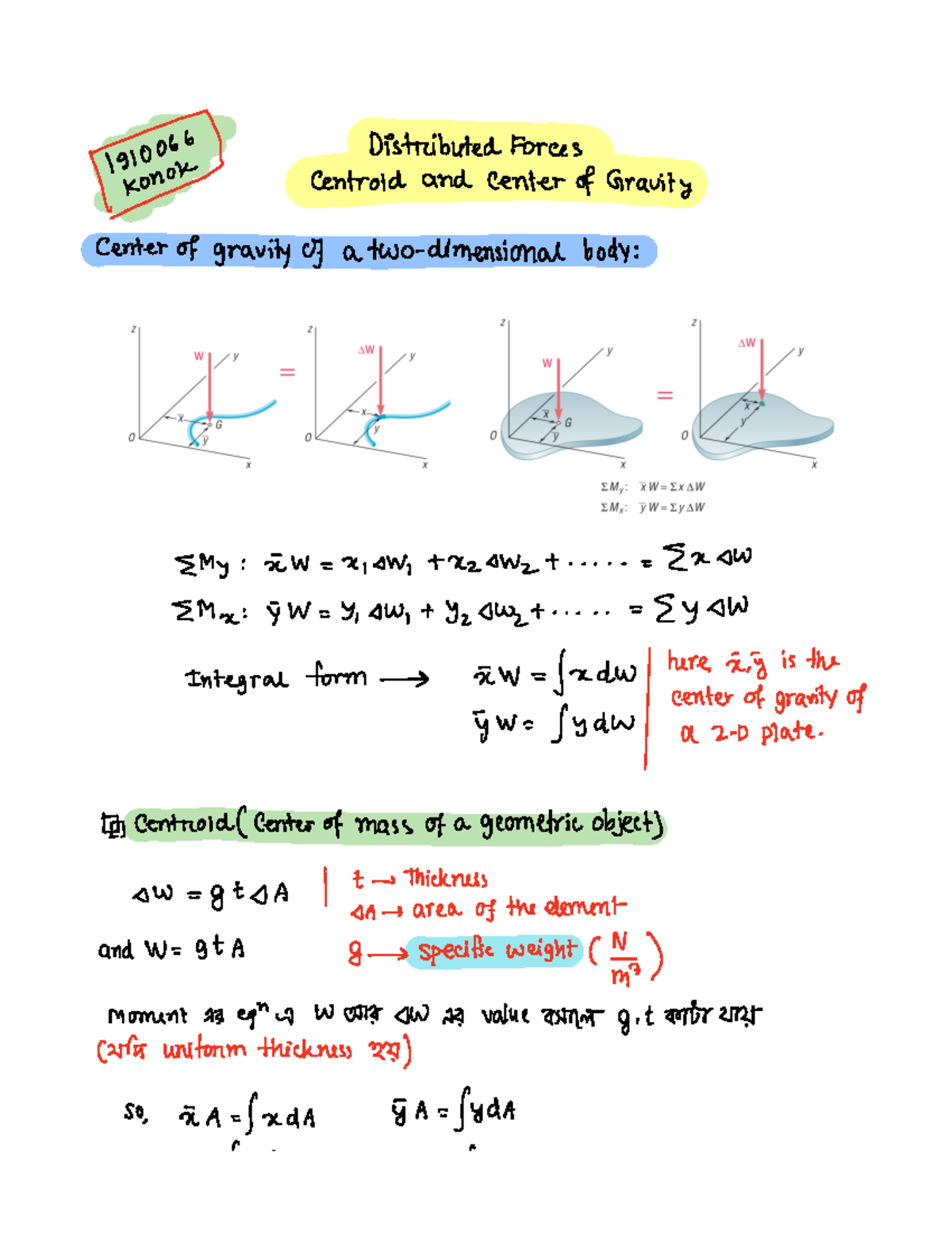 Ch05 [Centroid] - Distributed Forces μD Centroid and center of Gravity center of gravity of a ...