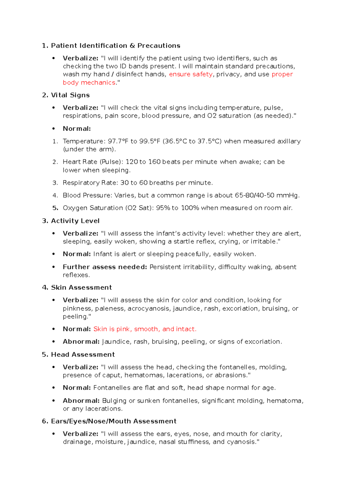 LAB PEDS AND Postpartum assessment draft - 1. Patient Identification ...