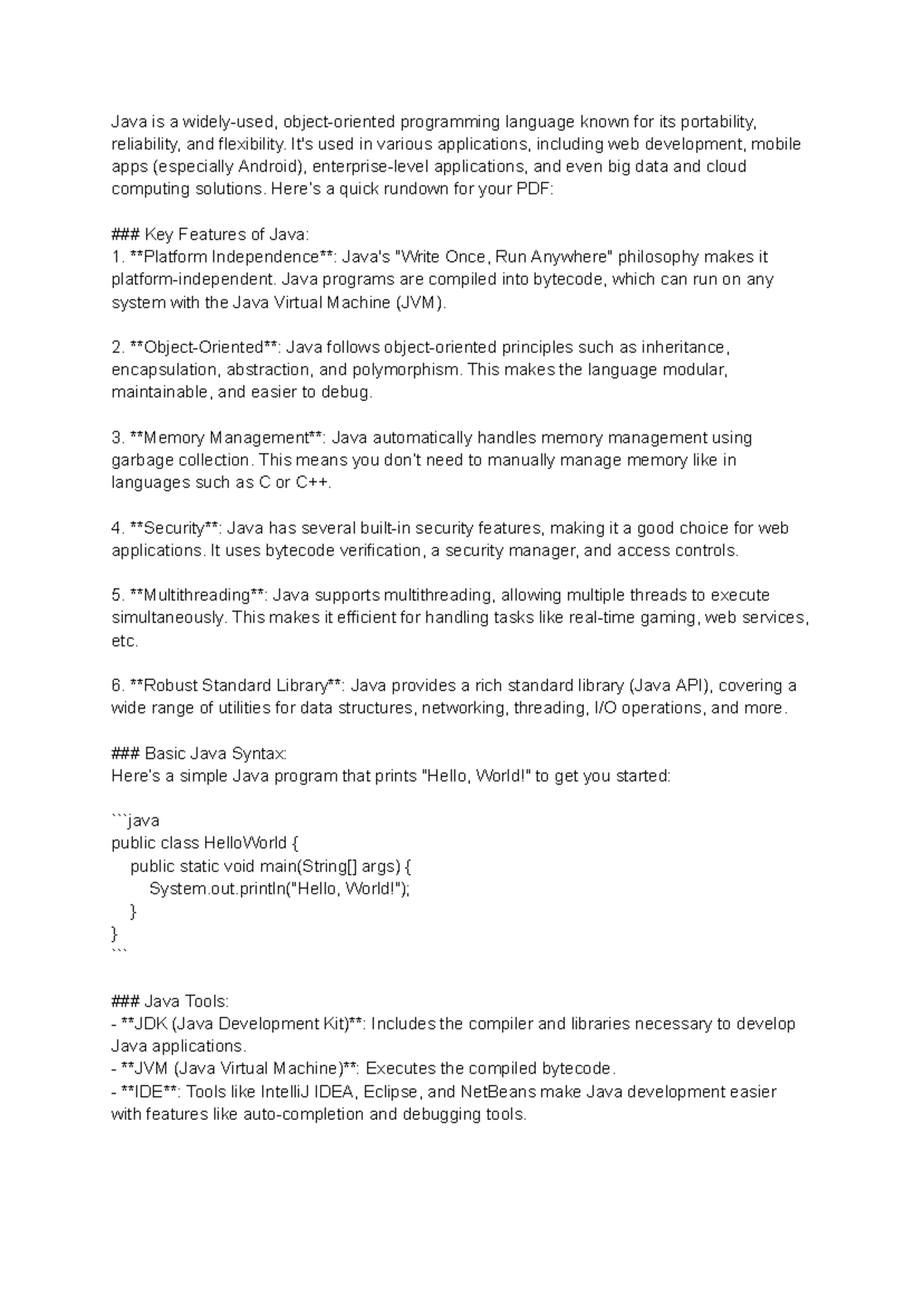 Java-Fundamental - Fundamentals - Java is a widely-used, object ...