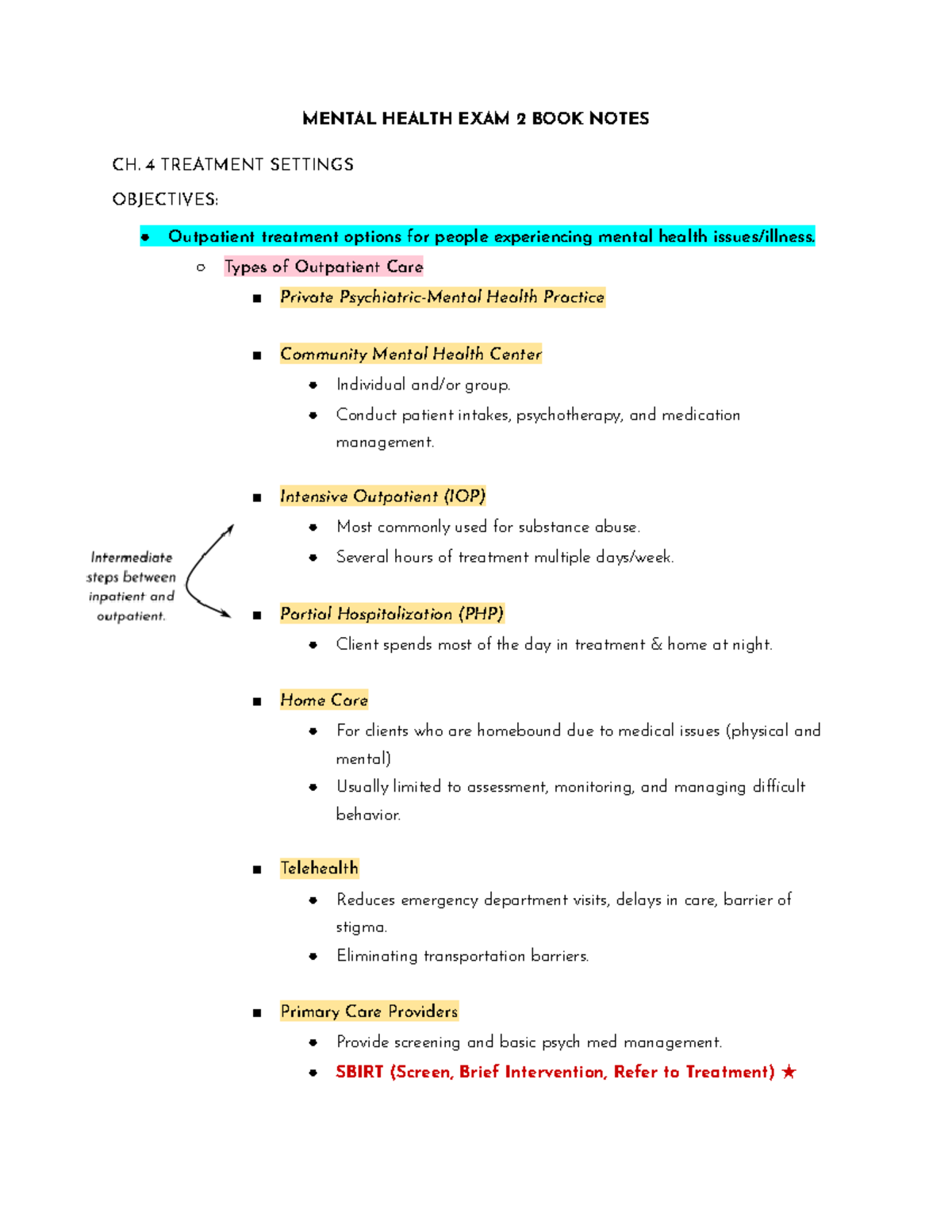 Mental Health Exam 2 Notes - MENTAL HEALTH EXAM 2 BOOK NOTES CH. 4 ...