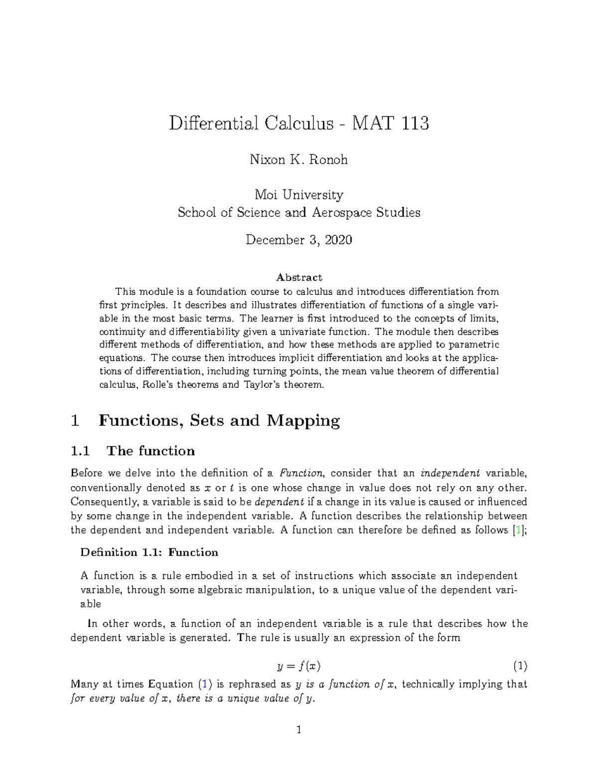 MAT 113 Notes 03122020 1632152900 - Differential Calculus - MAT 113 ...