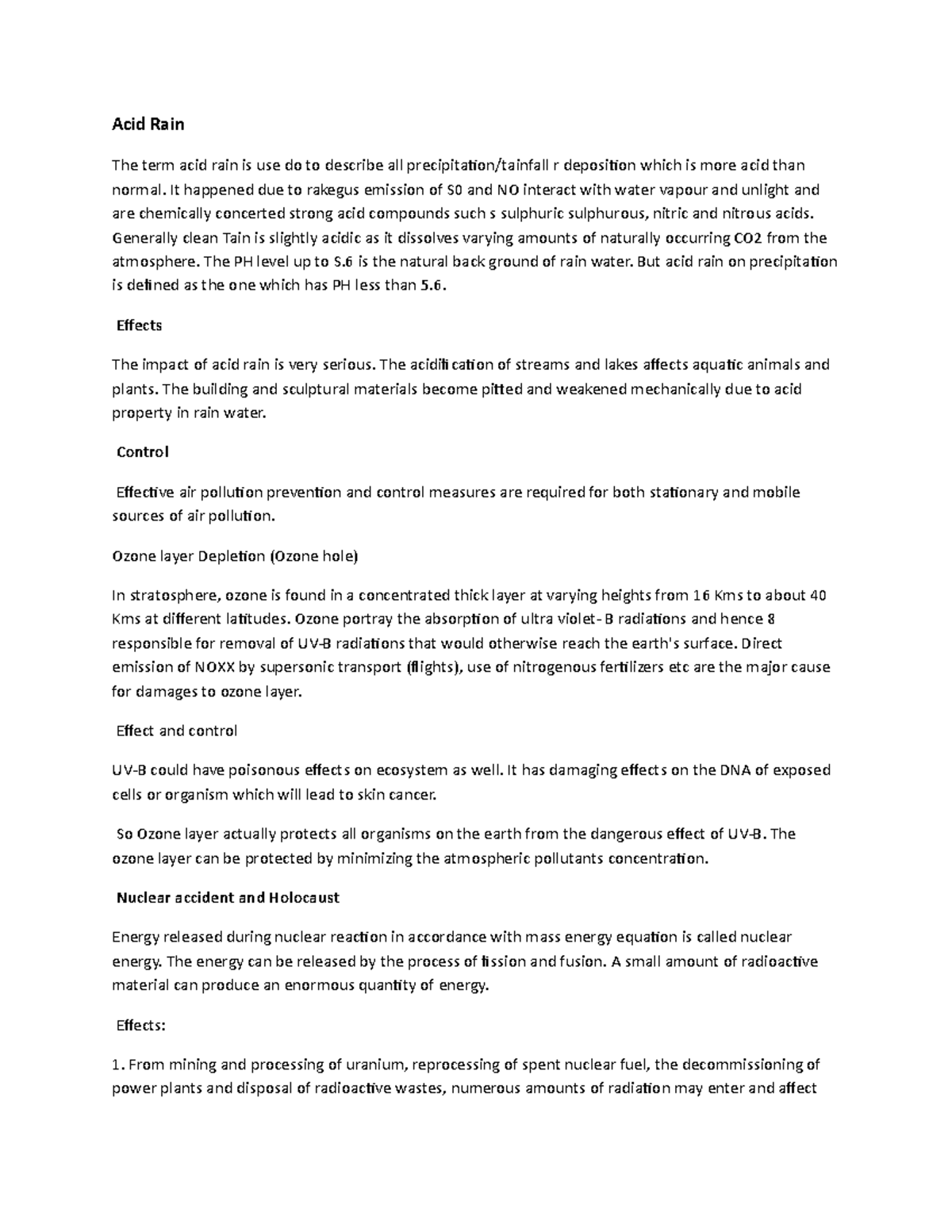 Acid Rain-WPS Office - Lecture notes 2 - Acid Rain The term acid rain ...