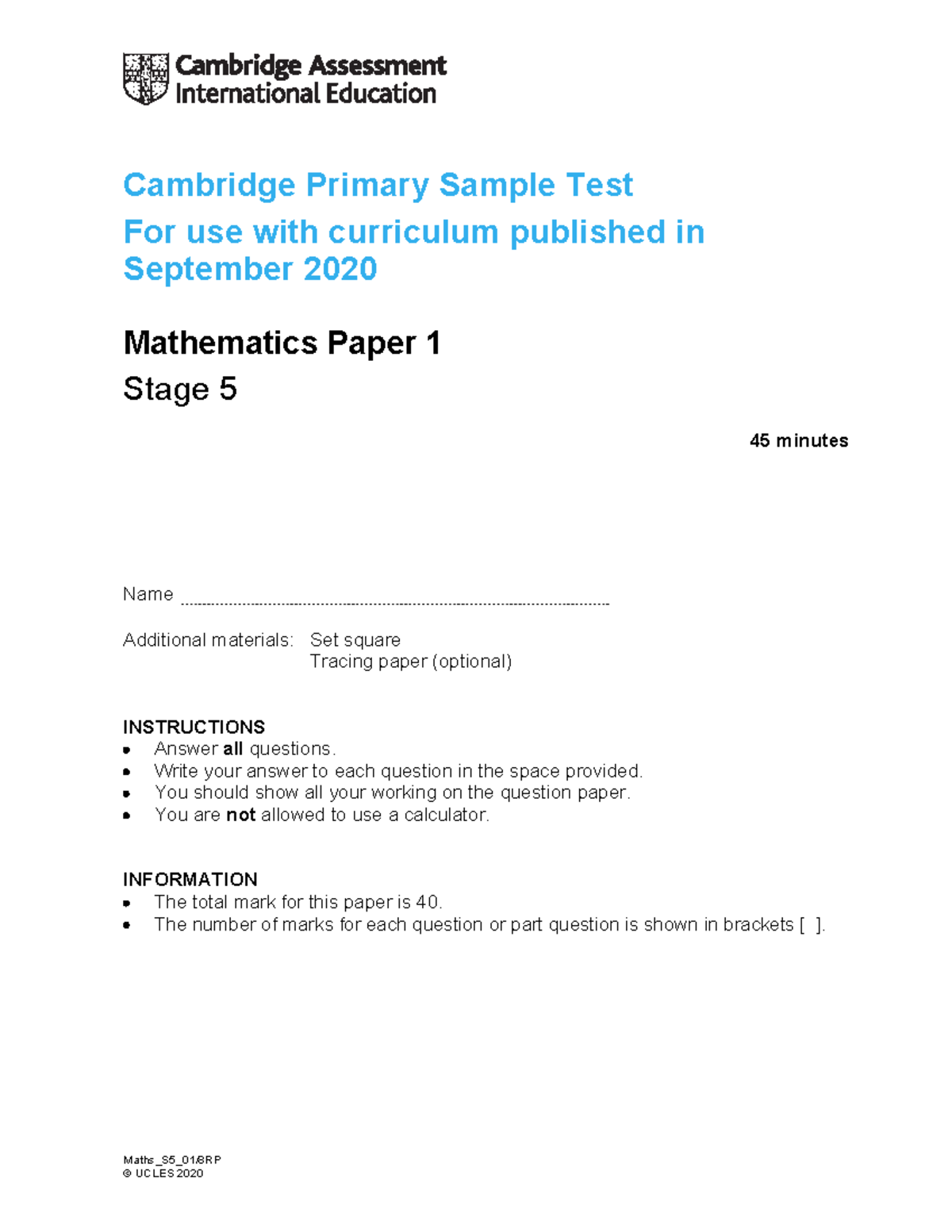 MAths%20Mock%20Test - Math - Maths_S5_01/8RP© UCLES 2020 Cambridge ...