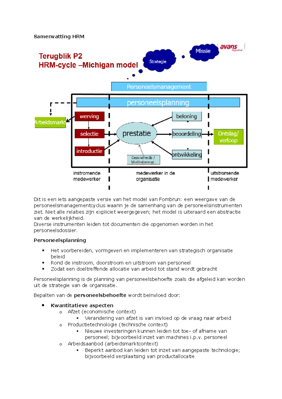 Samenvatting HRM - Samenvatting HRM Dit is een iets aangepaste versie ...