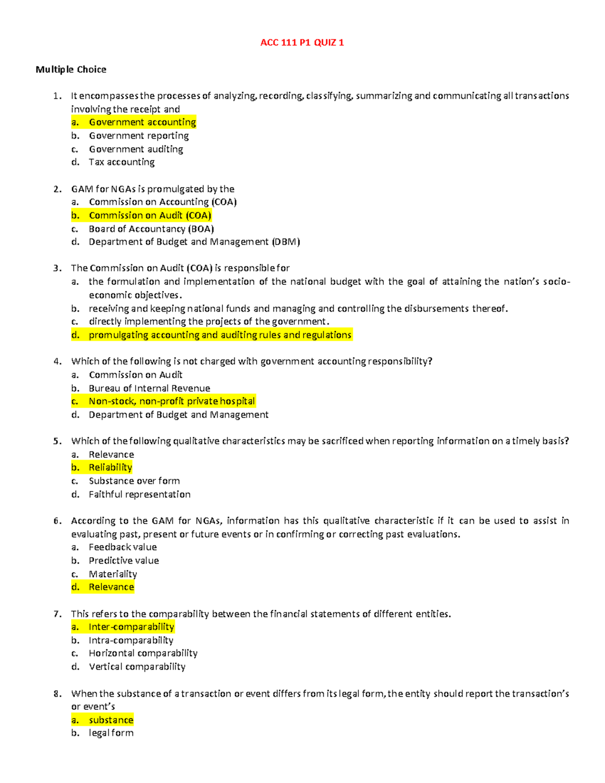 ACC 111 P1 QUIZ 1 AND 2Revised SAS 7 (Sets) Activity plus quizzers - ACC 111 P1 QUIZ 1 Multiple ...