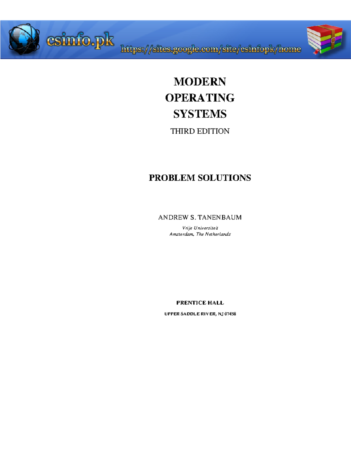 Solucionario Siop Tanenbaum 3ed Modern Operating Systems Third Edition Problem Solutions