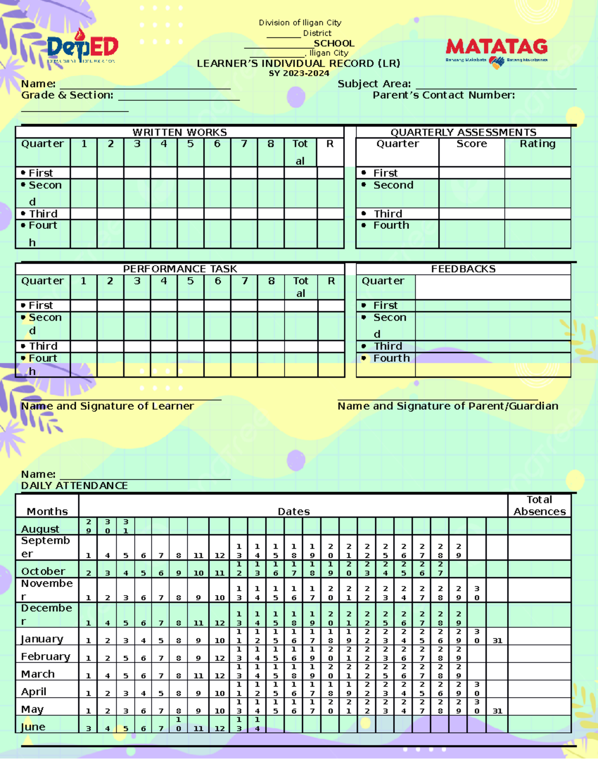 Edited Individual-Learners-Record-CARD - Division of Iligan City ...