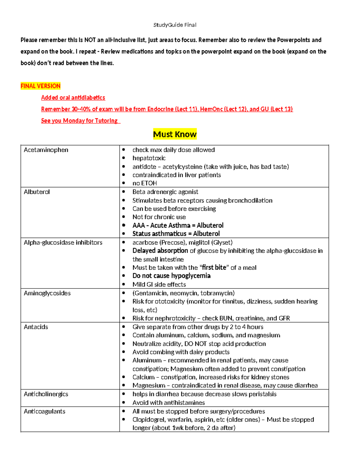 Study Guide Final - jin - Please remember this is NOT an all-inclusive ...