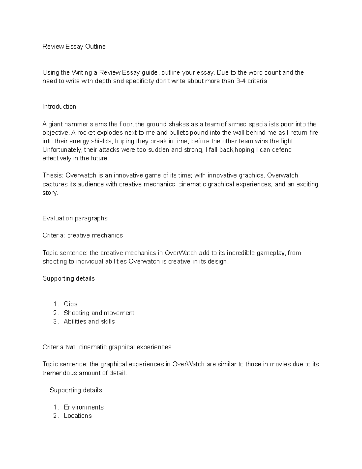 Review Essay Outline - Review Essay Outline Using the Writing a Review ...