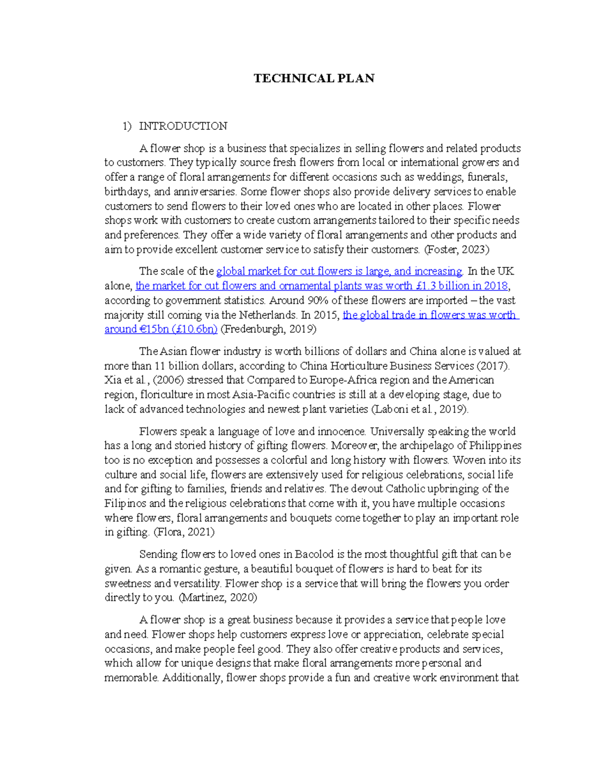 Technical PLAN for checking - TECHNICAL PLAN 1) INTRODUCTION A flower ...