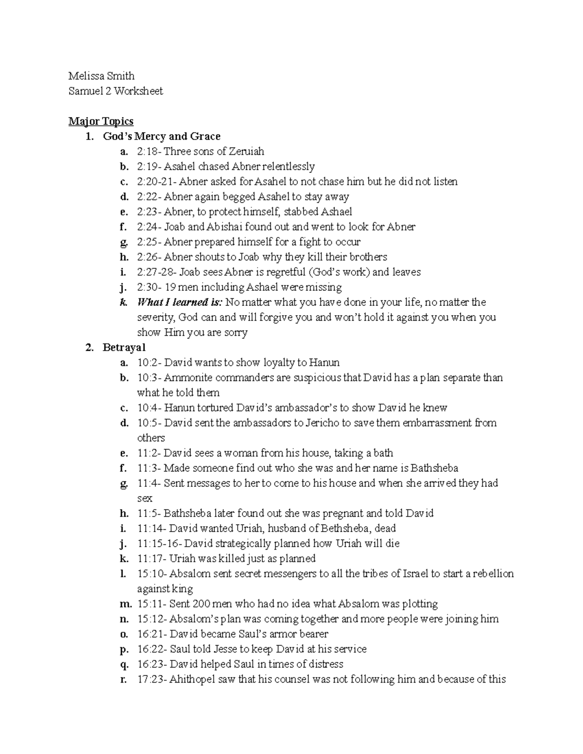 2 Samuel W S Worksheet Assignments Melissa Smith Samuel 2 Worksheet 2-samuel-w-s-worksheet-assignments-melissa-smith-samuel-2-worksheet