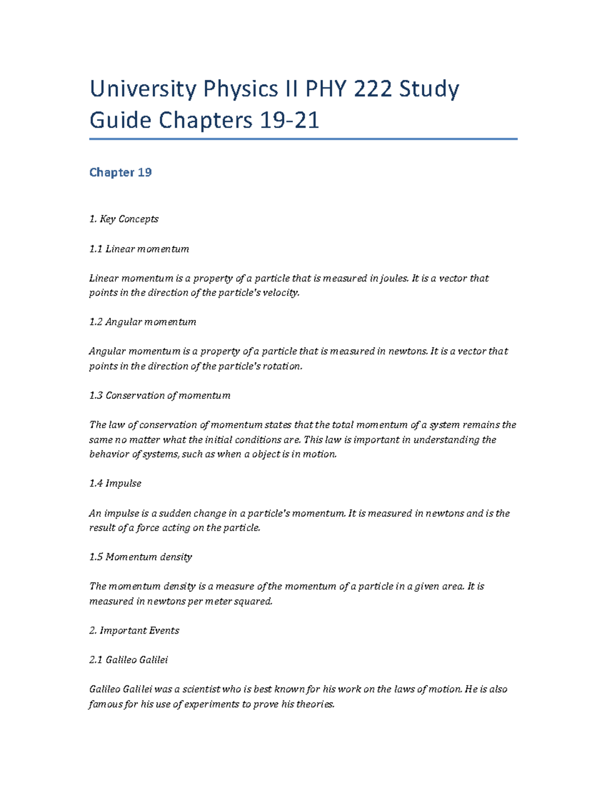 University Physics II PHY 222 Study Guide Chapters 19-21 - University ...