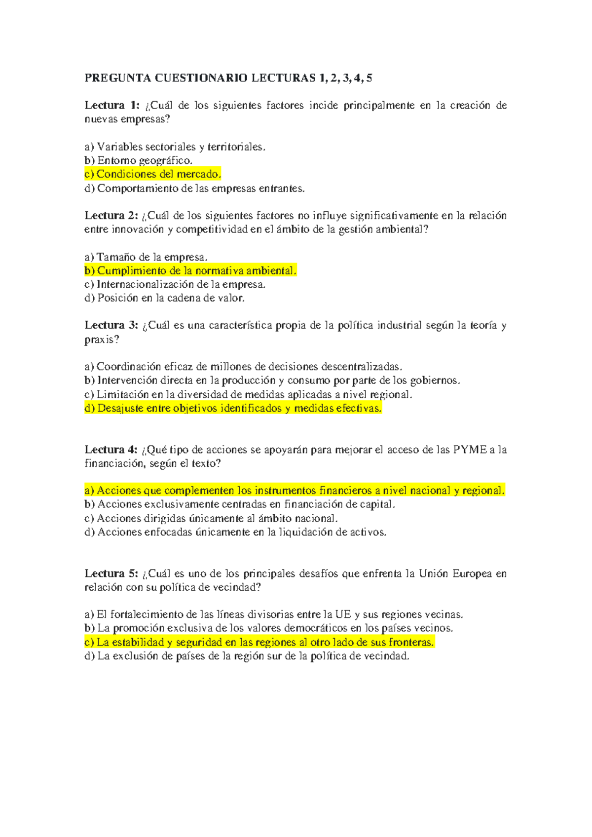 Pregunta Cuestionario Lecturas - PREGUNTA CUESTIONARIO LECTURAS 1, 2, 3 ...