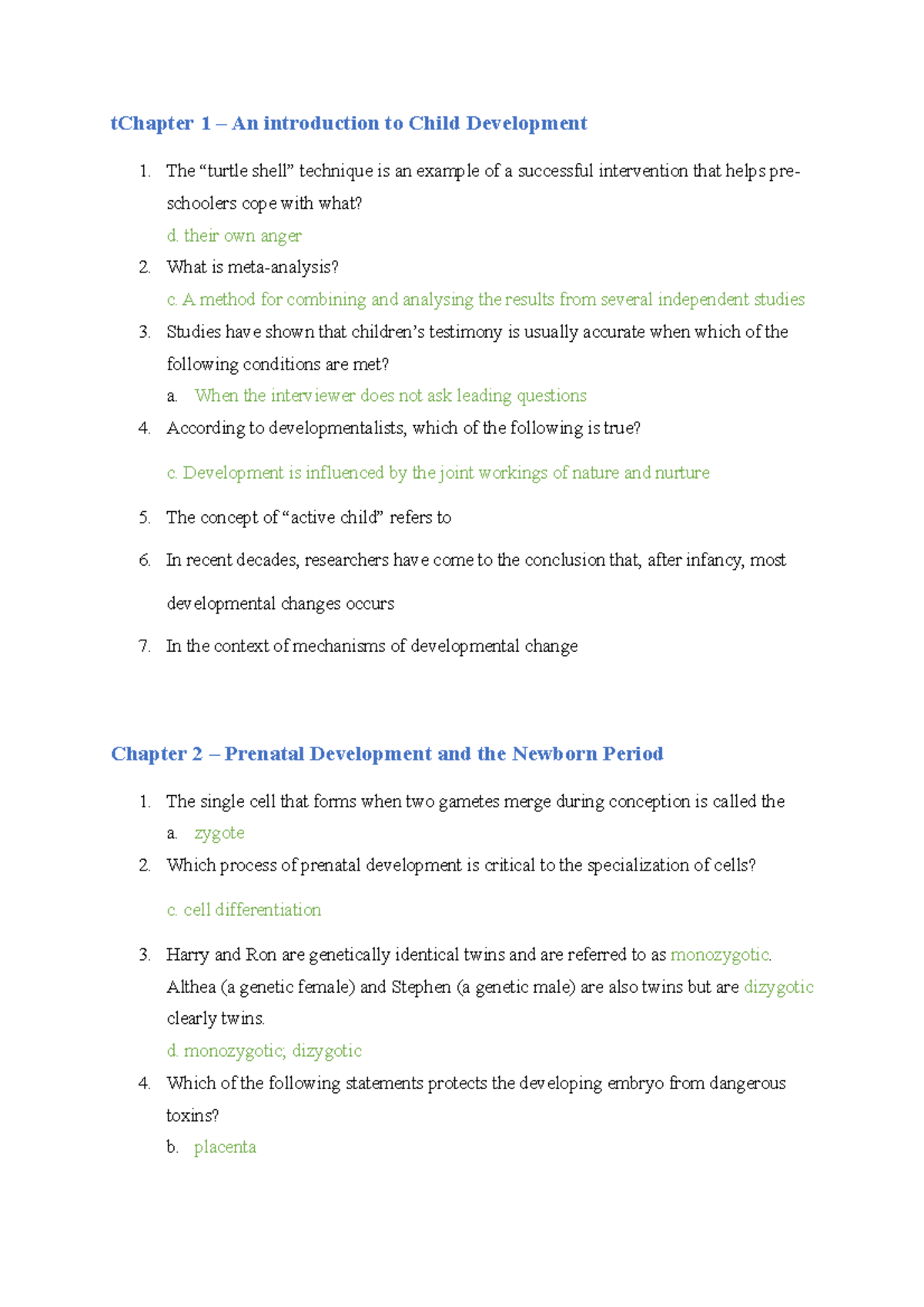 Multiple choice questions to all chapters - tChapter 1 – An ...