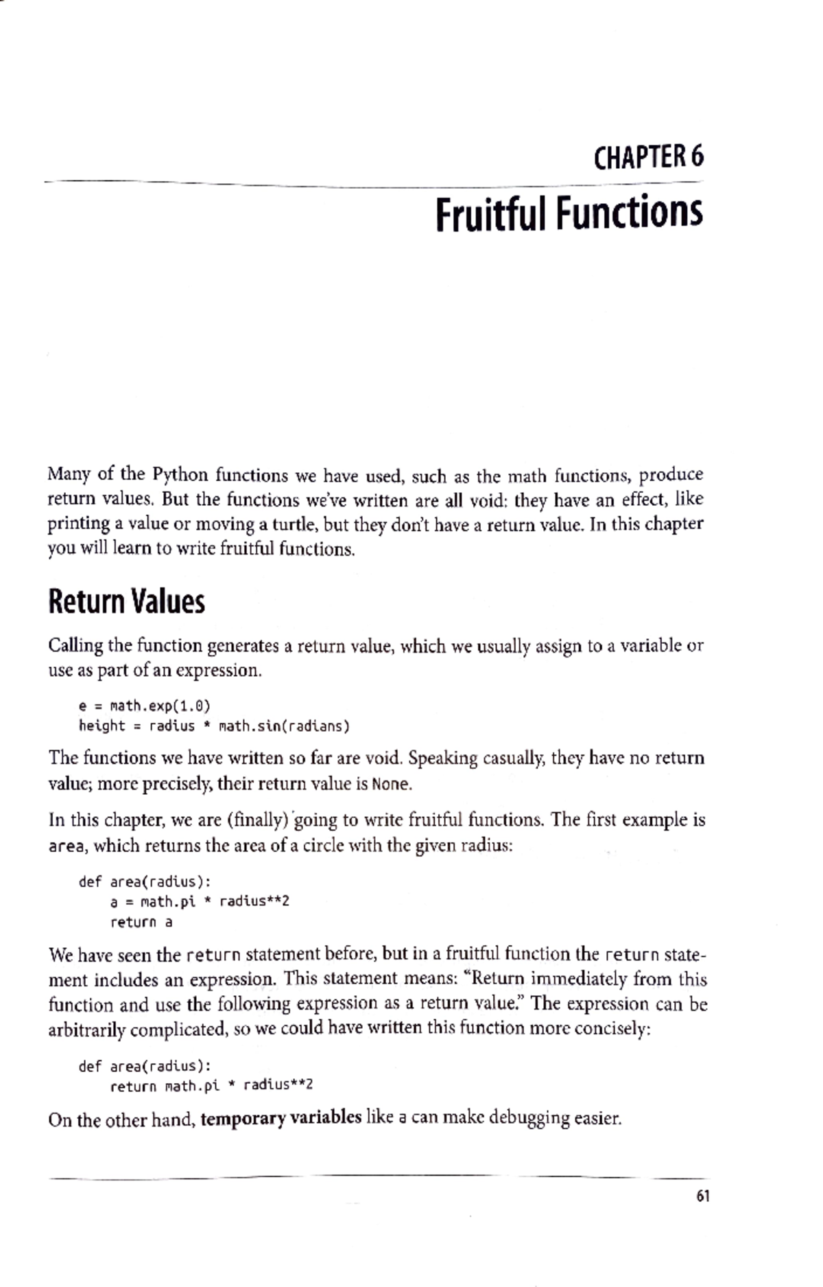 problem solving and python programming - CHAPTER Fruitful Functions Many of the Python functions ...
