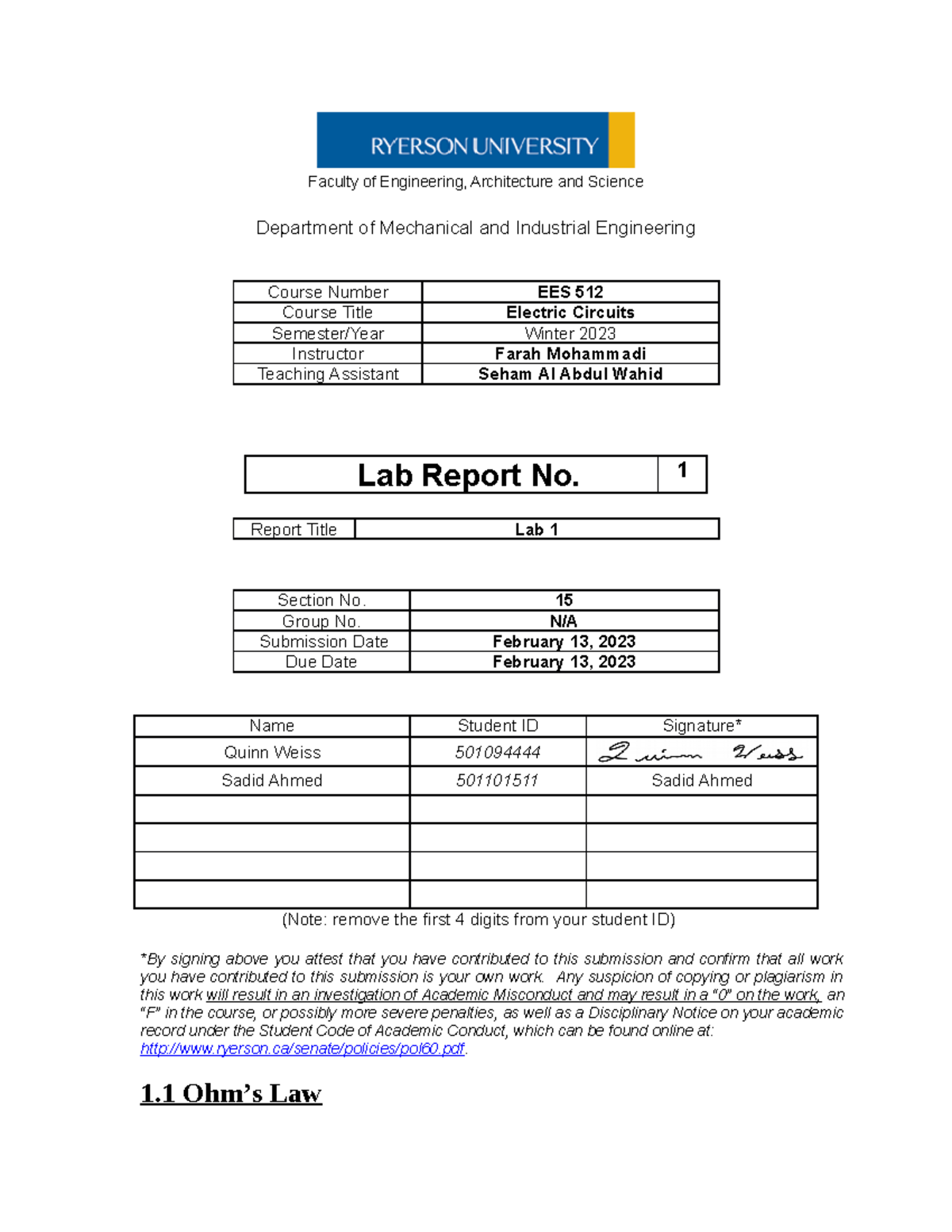 EES512 - Lab 01 - First mandatory Lab report for the course - Faculty ...