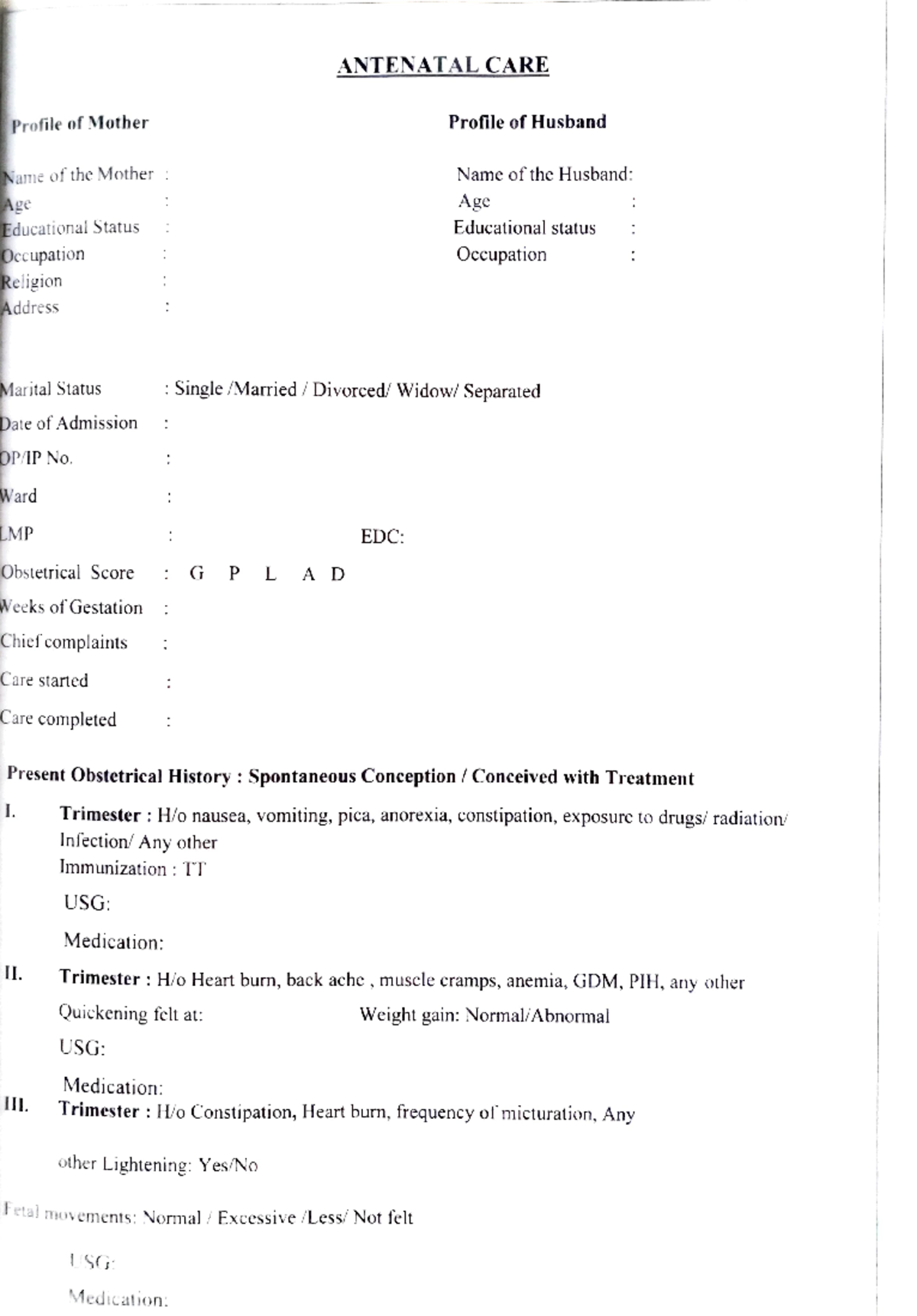 Antenatal examination - Bsc nursing - Studocu