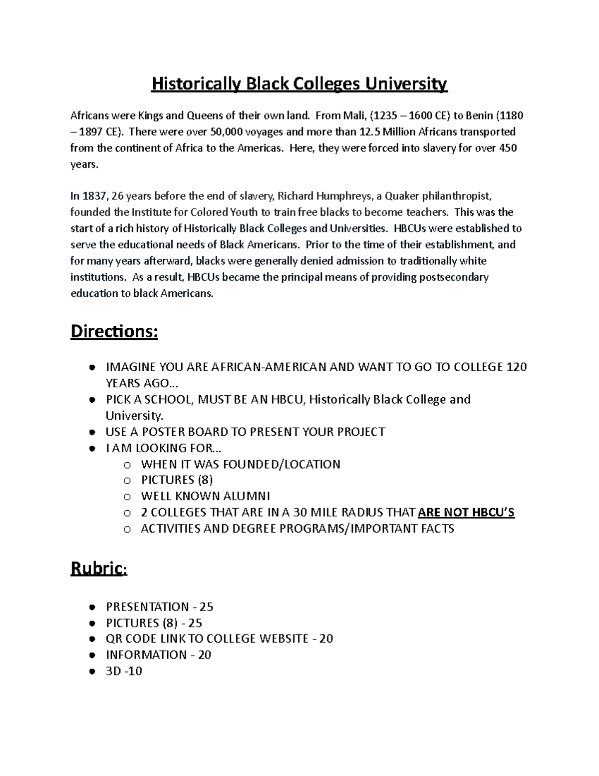 HBCU Project - Freedman’s Bureau Project - Historically Black Colleges ...