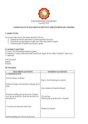 Lesson Plan about Volcanic Eruptions - NORTHWESTERN UNIVERSITY LAOAG ...