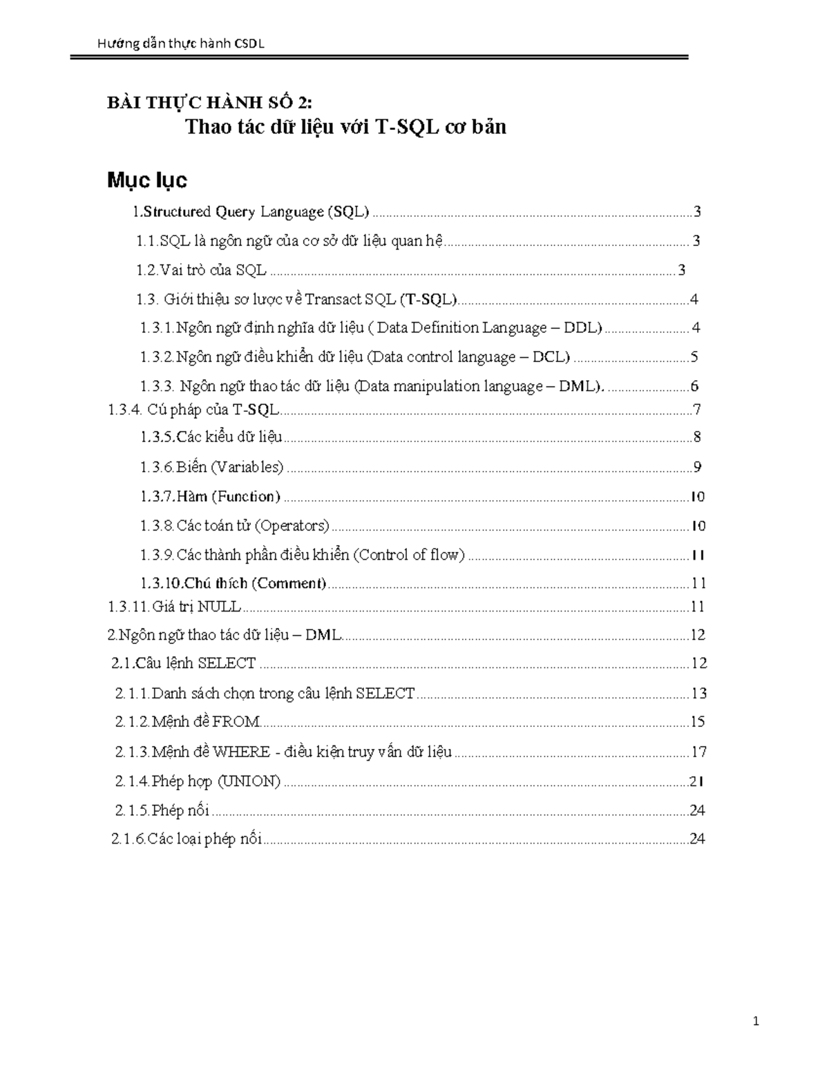 Huongdanthuchanh So2 - huong dan lam bai - BÀI THỰC HÀNH SỐ 2: Thao tác ...