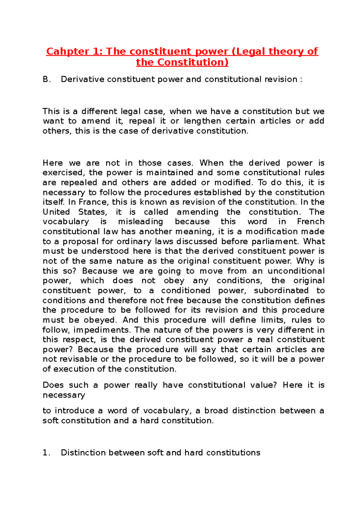 Constitutional Law 2 - Cahpter 1: The constituent power (Legal theory ...