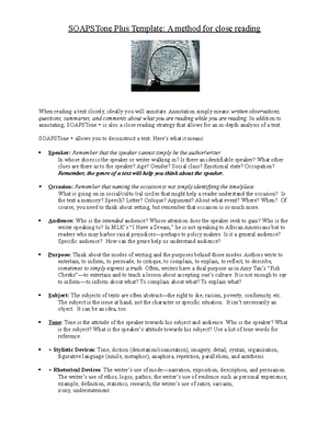 Trial chart - SOAPSTone Plus Template: A method for close reading When ...