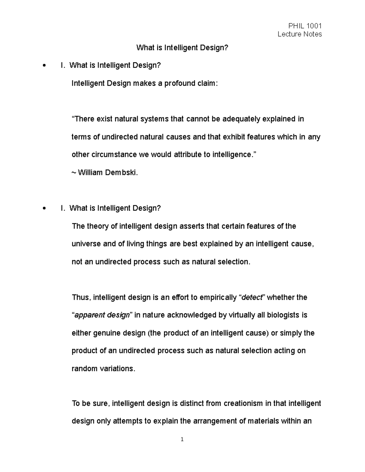 2021-PHIL-1001-Philosophy-Lecture-Notes-Intelligent Design-15A - What ...