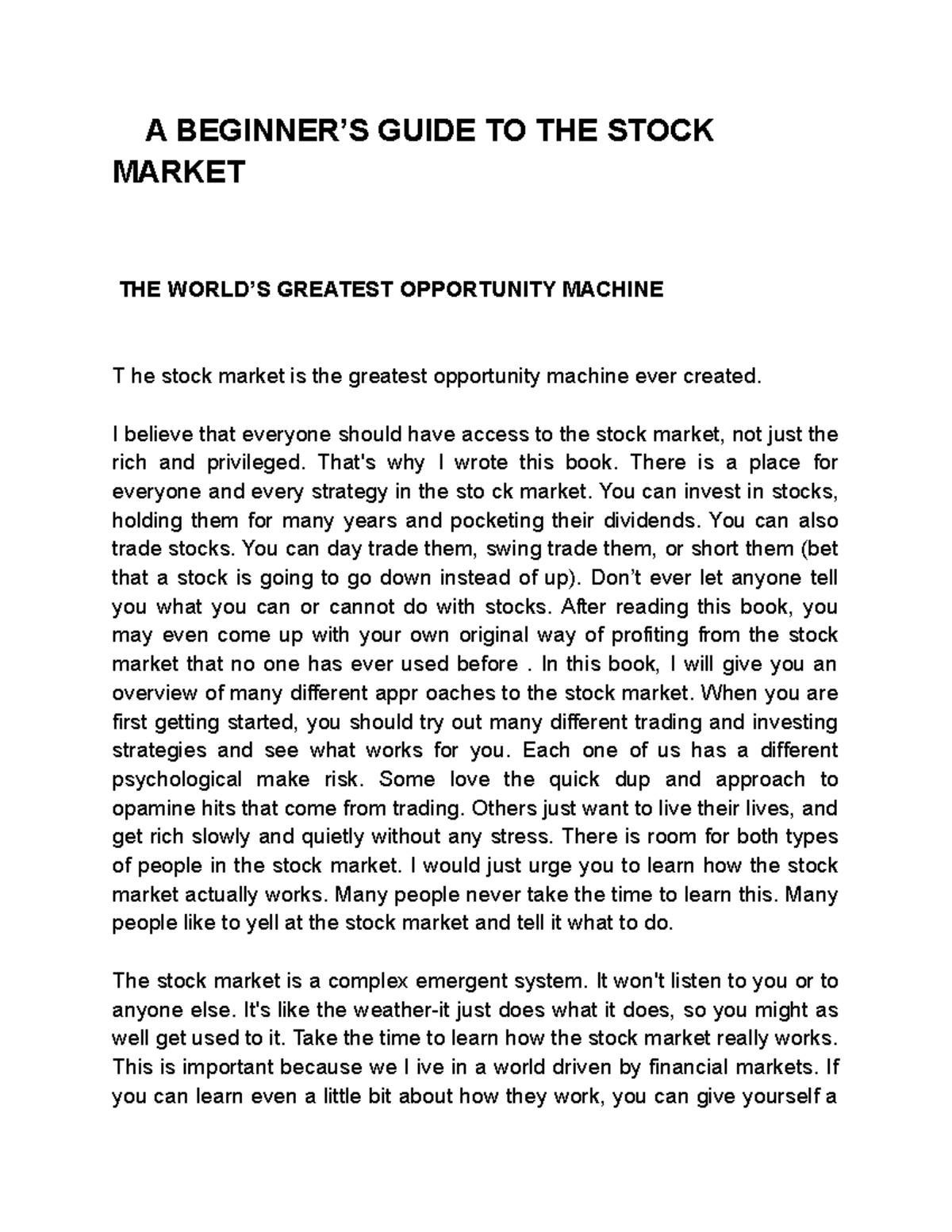 Stock market basics guide - A BEGINNER’S GUIDE TO THE STOCK MARKET THE ...