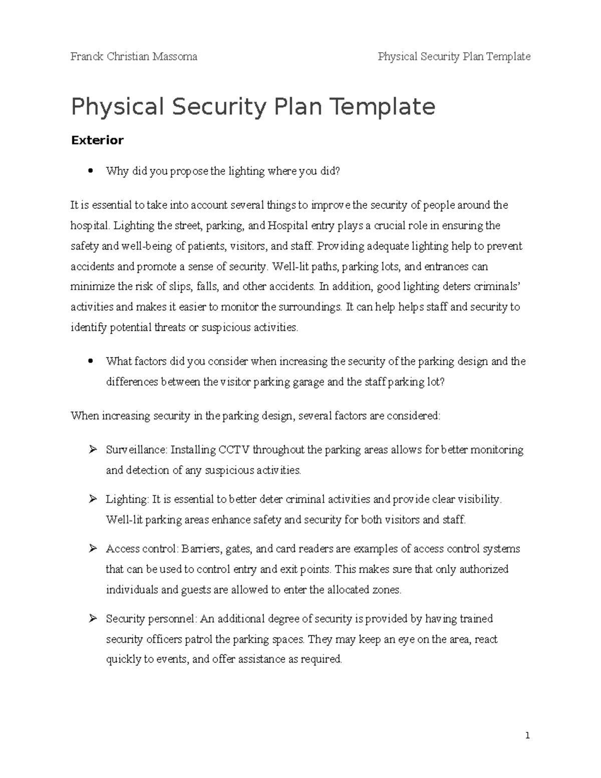 Physical Security Plan Template - Physical Security Plan Template ...
