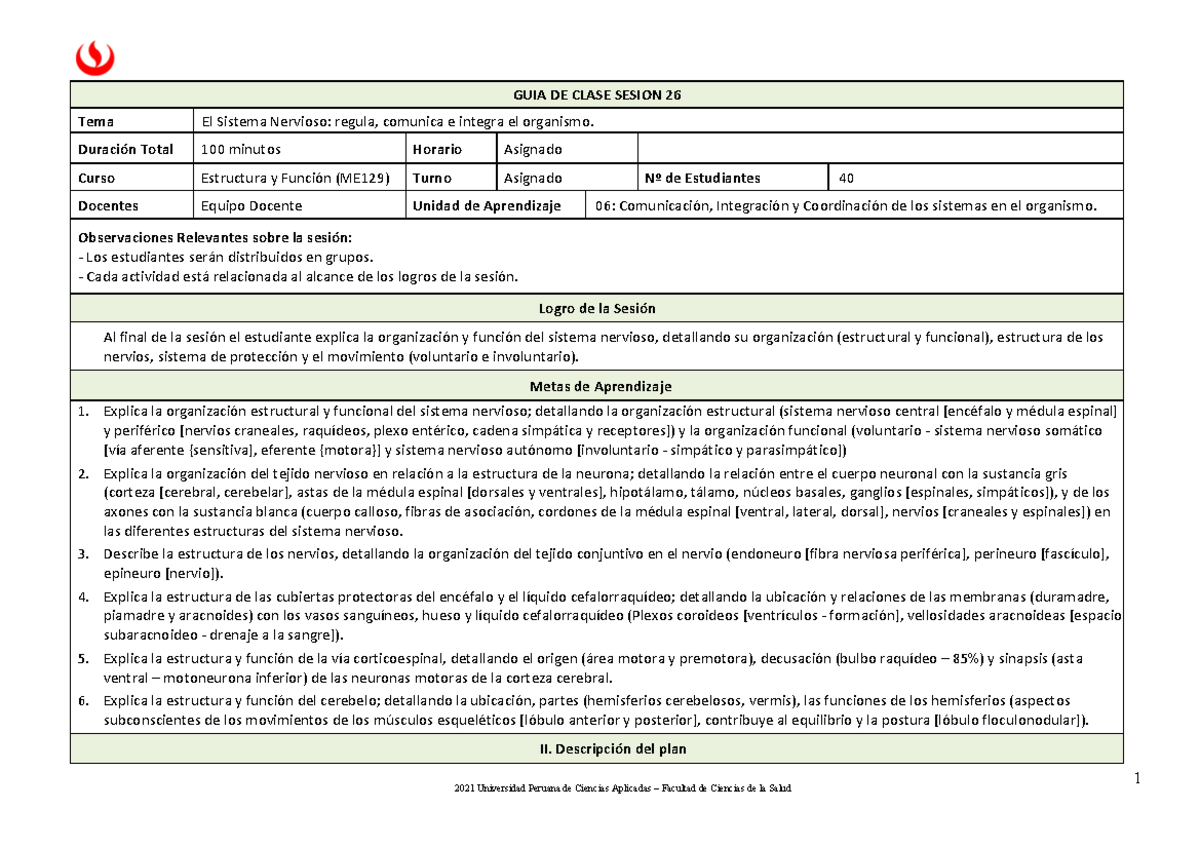 ME129 Sesión 26 Guía de Clase - GUIA DE CLASE SESION 26 Tema El Sistema ...
