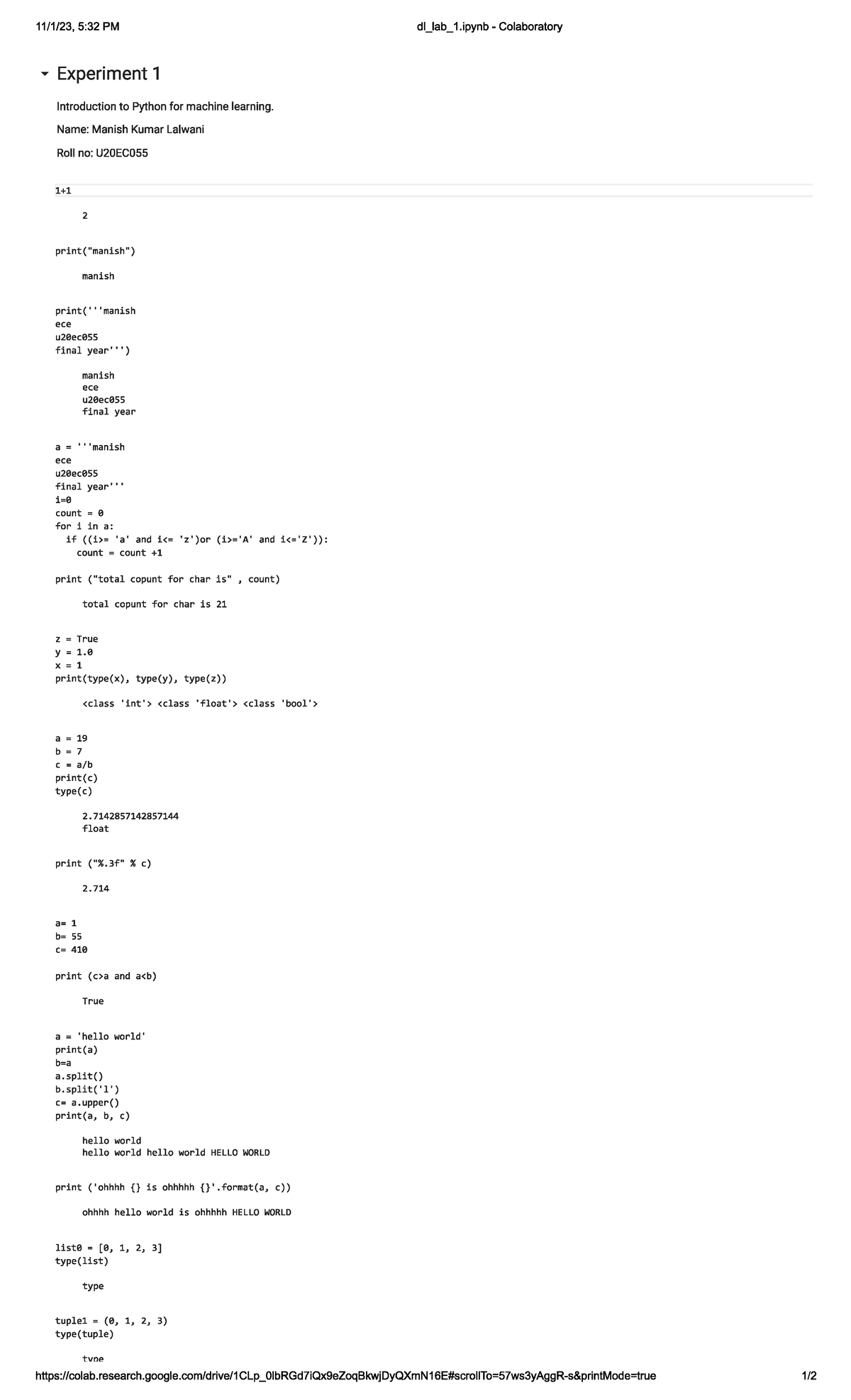 DL lab 1 - deep learning assginment 1 - Electronics and communication ...