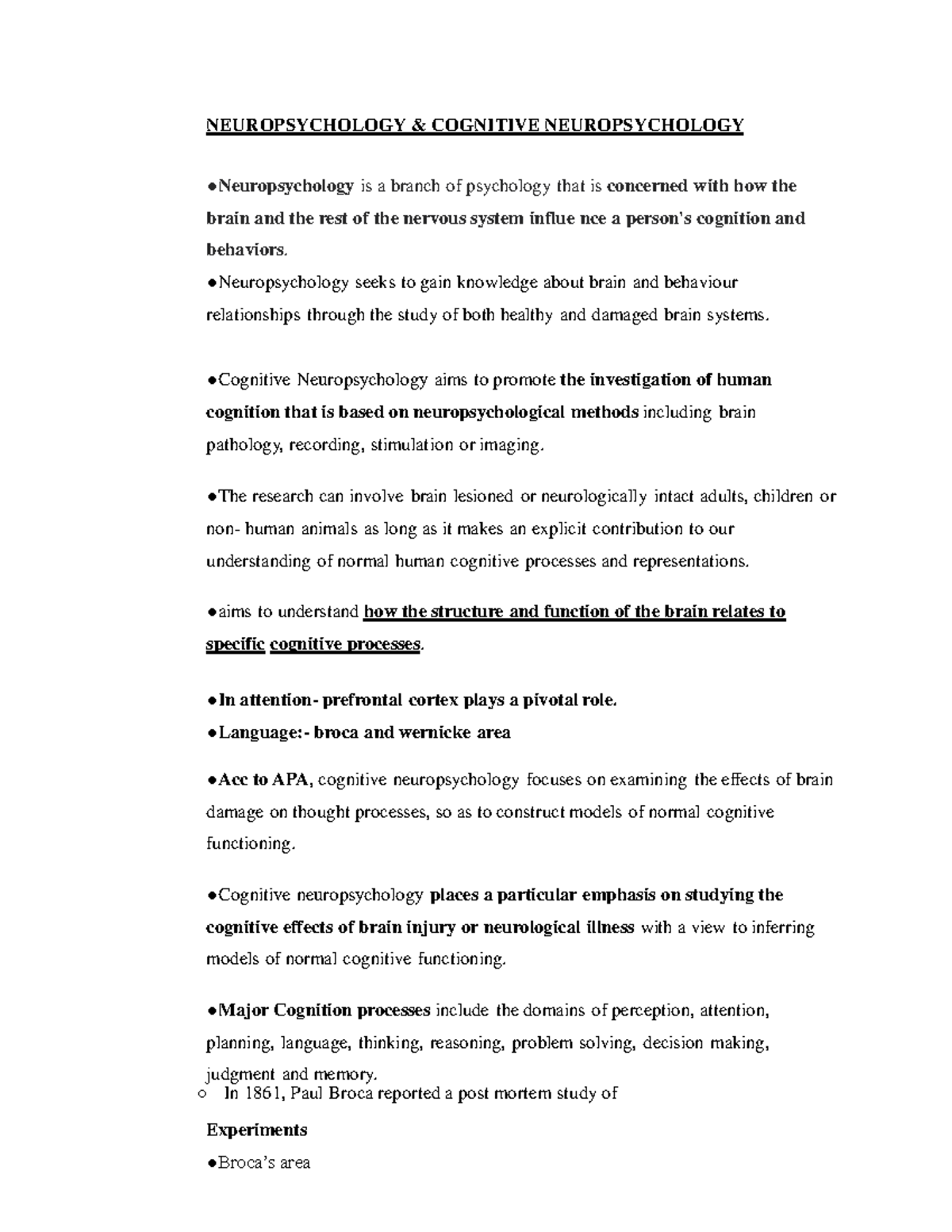 cognitive neuropsy and neuropsy relation - NEUROPSYCHOLOGY & COGNITIVE ...