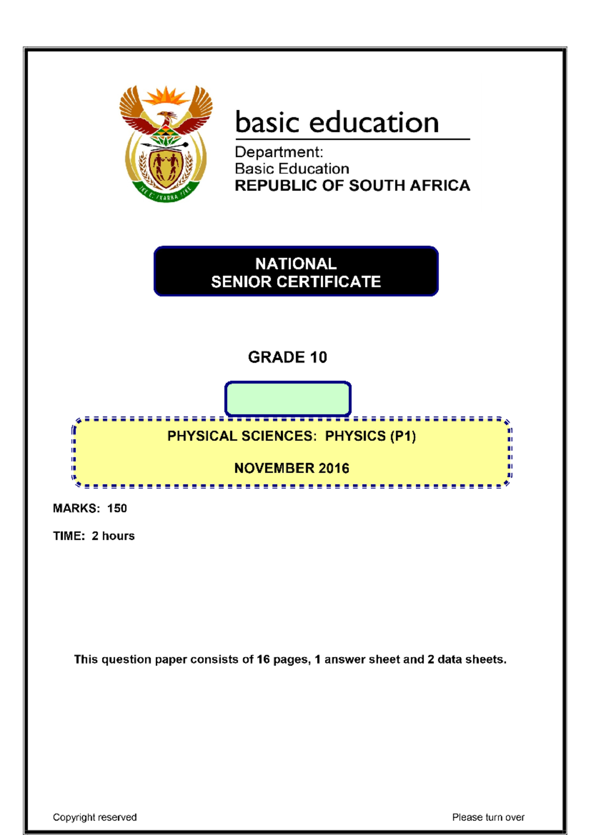 Physical Sciences P1 Grade 10 Nov 2016 Eng - Physical Sciences/P1 2 May ...