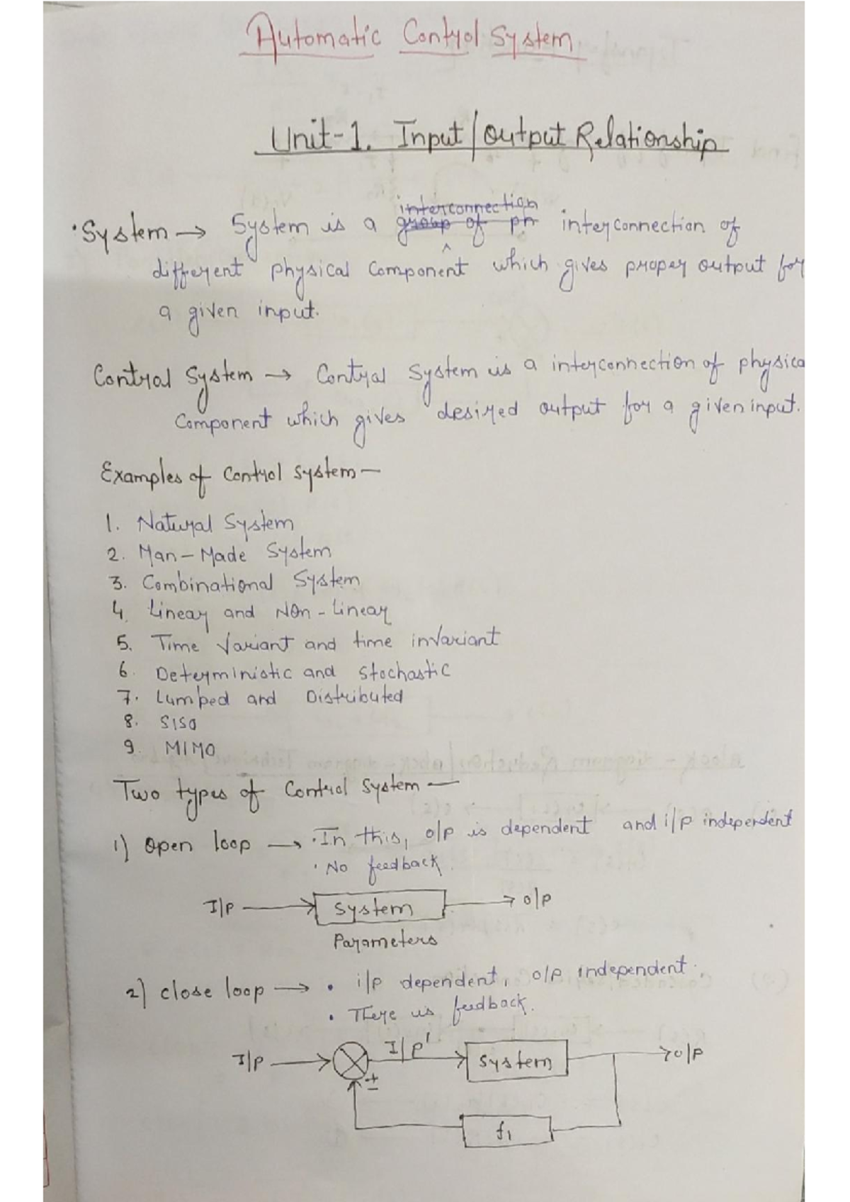Automatic Control System notes (306) - Btech computer Science - Studocu