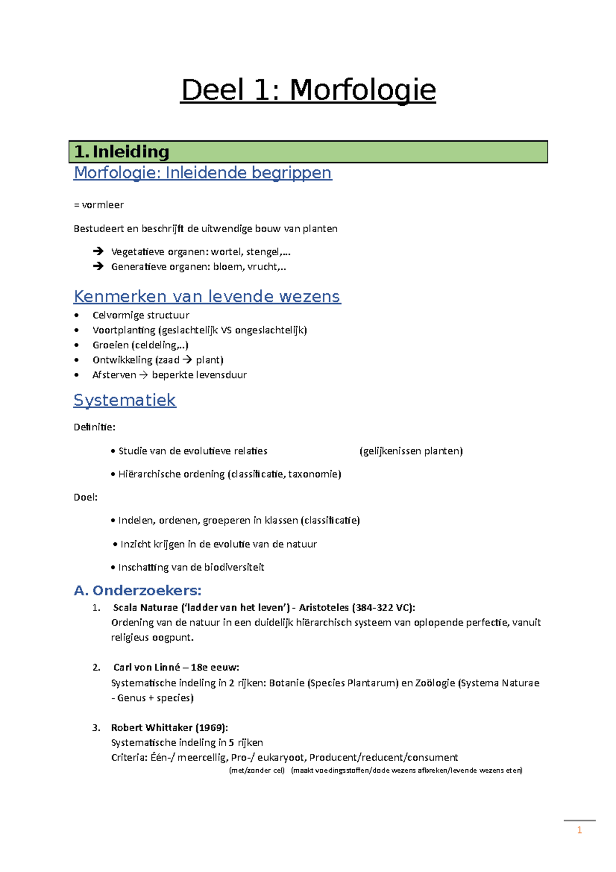 Morfologie Toegepaste plantkunde - Deel 1: Morfologie 1 Morfologie ...