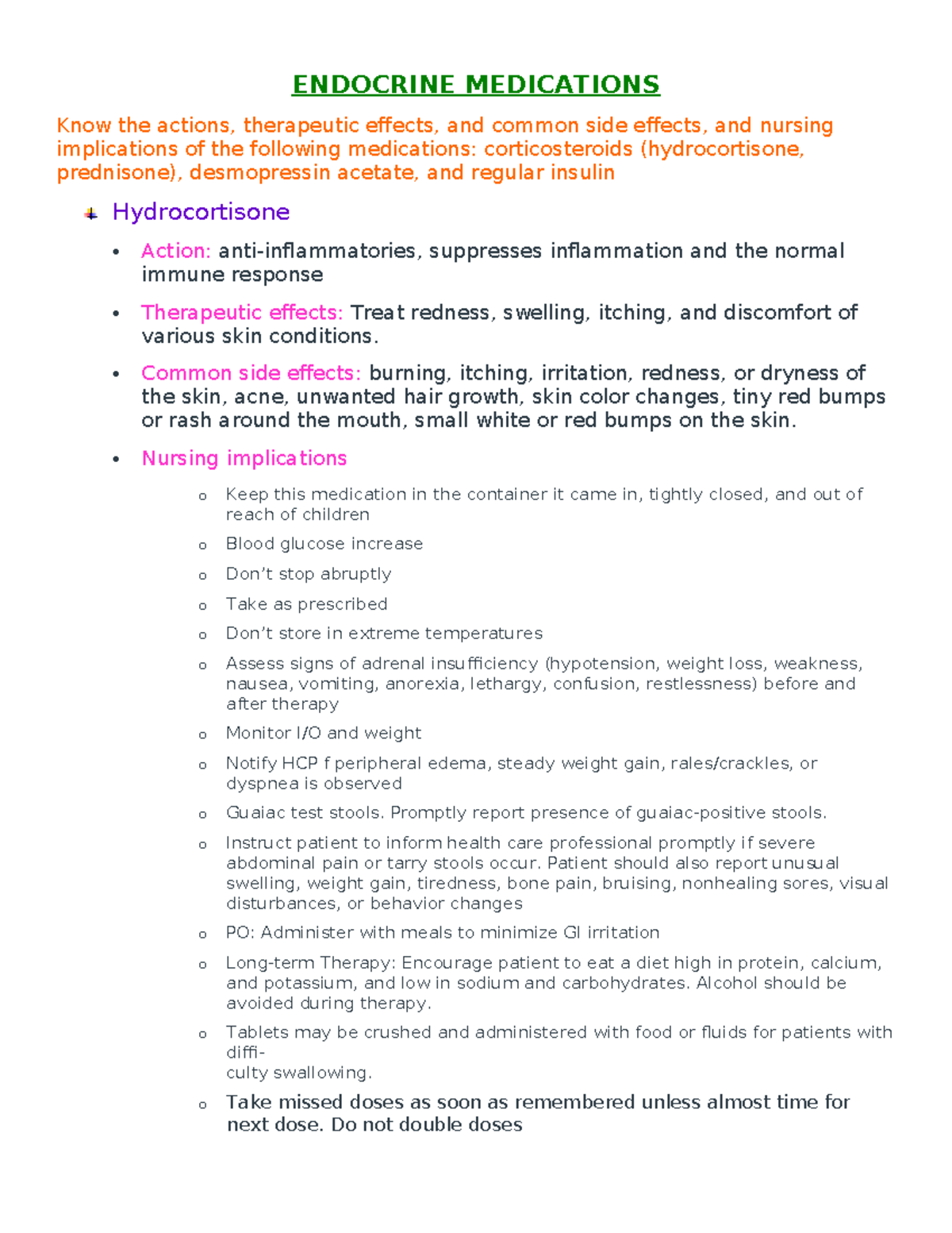 Endocrine Medications-4 - ENDOCRINE MEDICATIONS Know the actions ...
