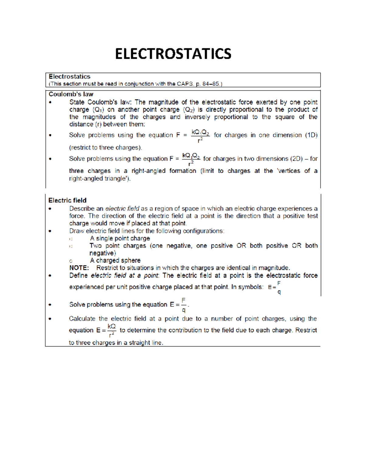 Electrostatics - hope it helps - ELECTROSTATICS QUESTION 7 (Begin on a ...