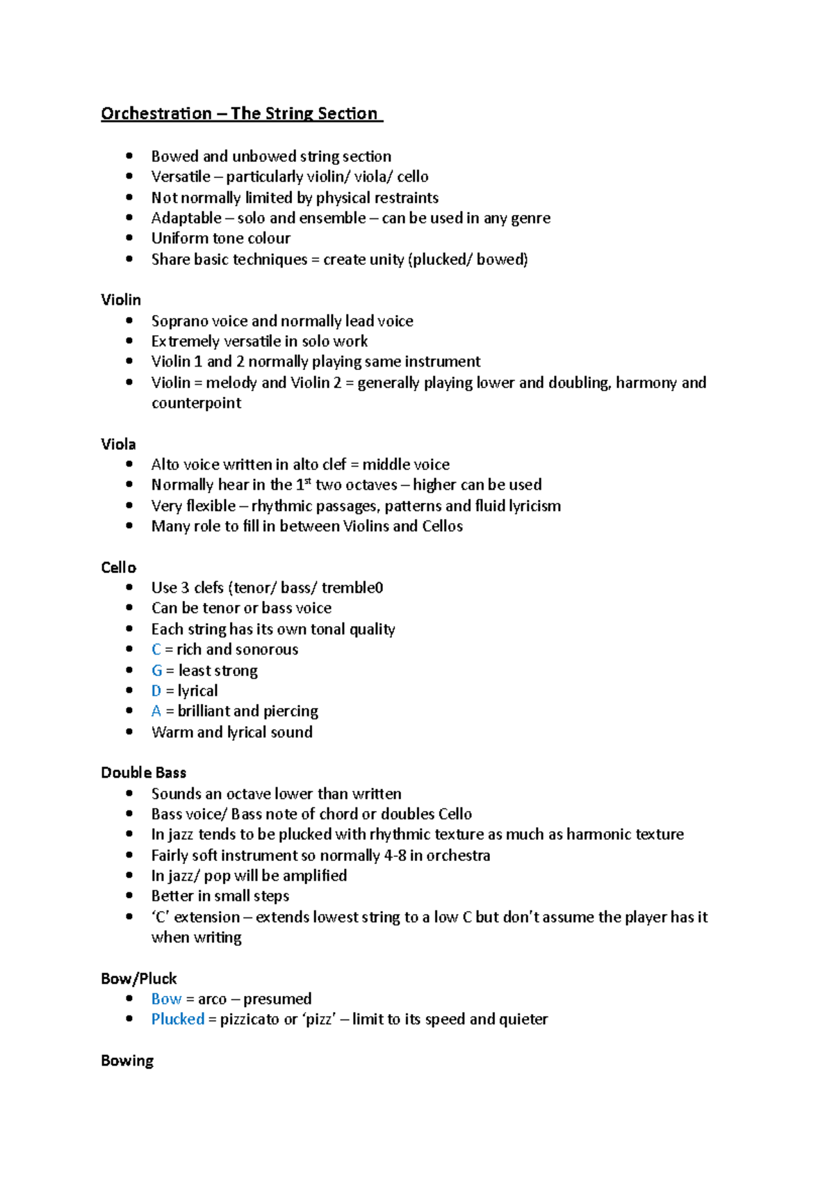 Orchestration - String Section - Orchestration – The String Section ...