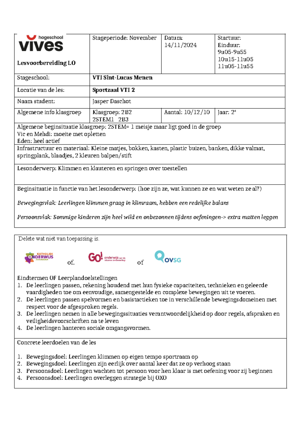 LVB Gym 14 - Bewegingsomloop over klimmen en klauteren over toestellen ...