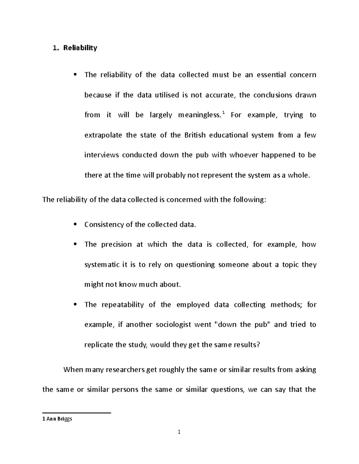 Validity reliability objectivity representativeness and ethics as ...